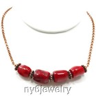 Fashion Women Jewelry Gift Birthday Red Coral Chain Necklace 21.5" FREE ...