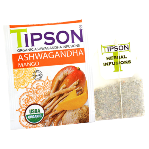 Tipson Ceylon Organic Ashwagandha Infusions with Mango 25 Enveloped Tea ...