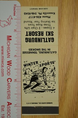 Vtg Matchbook Cover Gatlinburg Ski Resort Knoxville Tennessee Winter ...
