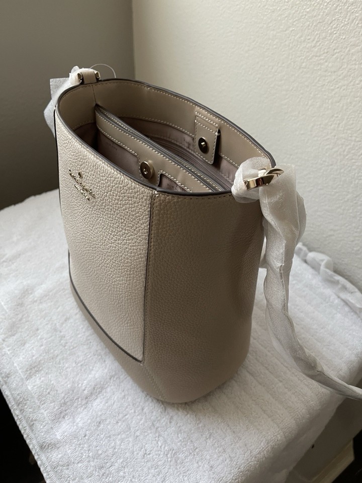 Kate Spade Bucket Bag Womens Light Sand Colorblock Pebbled Leather ...