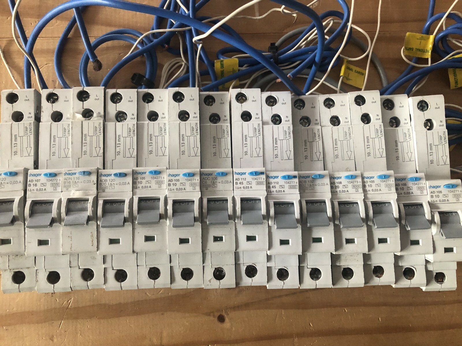 HAGER 6A 10A 16A 20A 32A 40A 50A RCBO 1 POLE TYPE B C ADN ADB ADC ADA ...