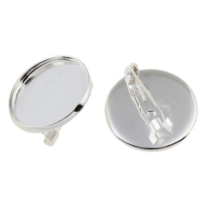 Silver Tone Round Circular Brooch Badge Setting Blanks Fits 20mm ...