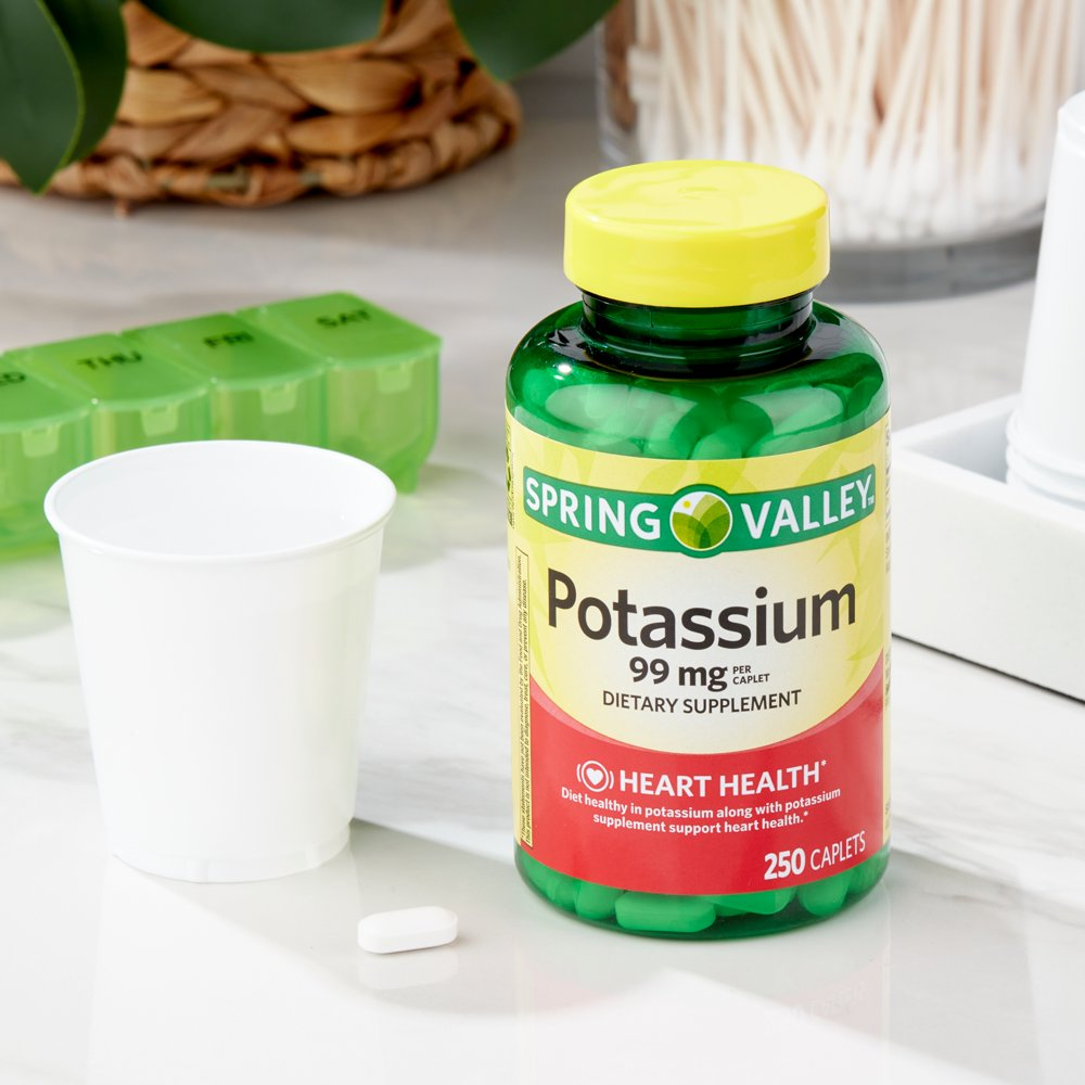 Spring Valley Potassium Caplets Dietary Supplement Value Size, 99 mg ...