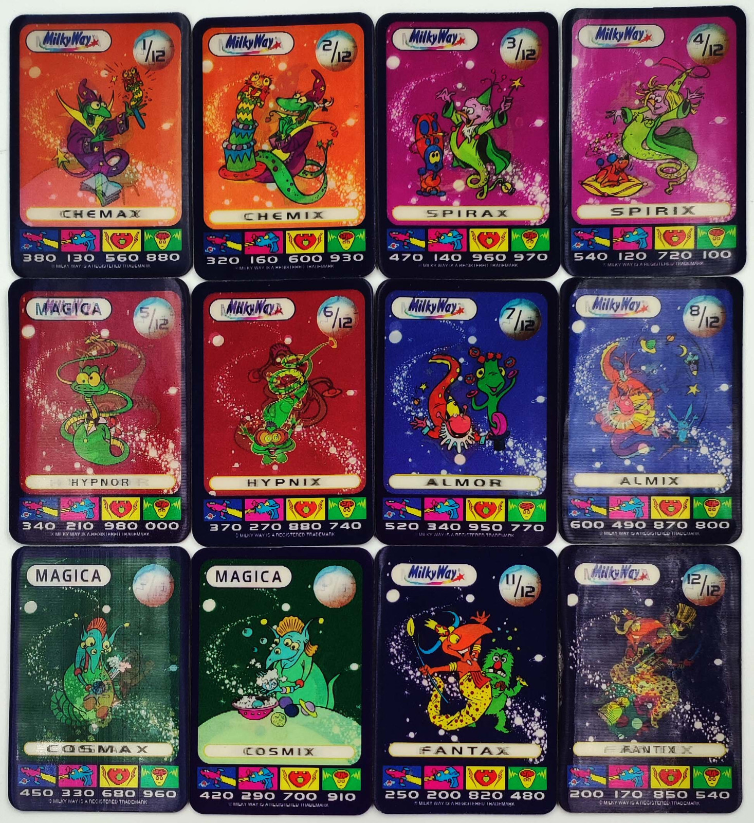 SPACIX lenticular card complete set MAGICA 12/12 MILKY WAY choco bar ...