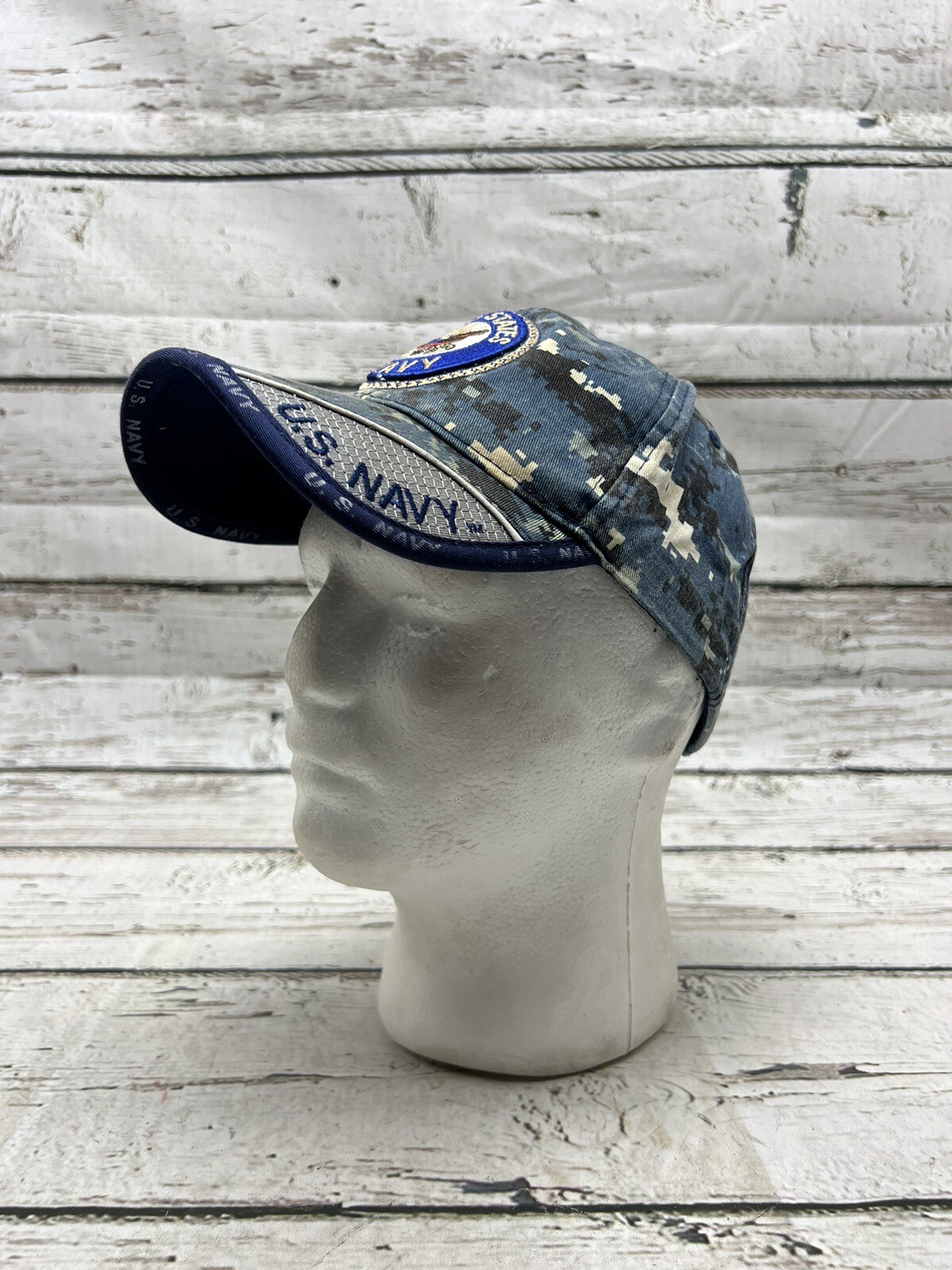 United States Navy Embroidered Logo Blue Digi Camo Adjustable Strapback ...