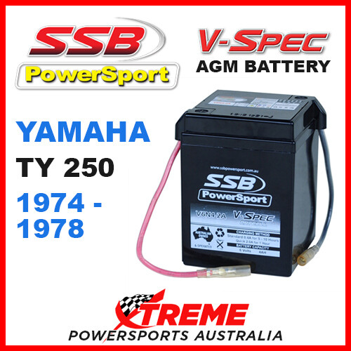 SSB 6V Yamaha TY250 TY 250 1974-1978 V-Spec Dry Cell AGM Battery 4-V6N4 ...