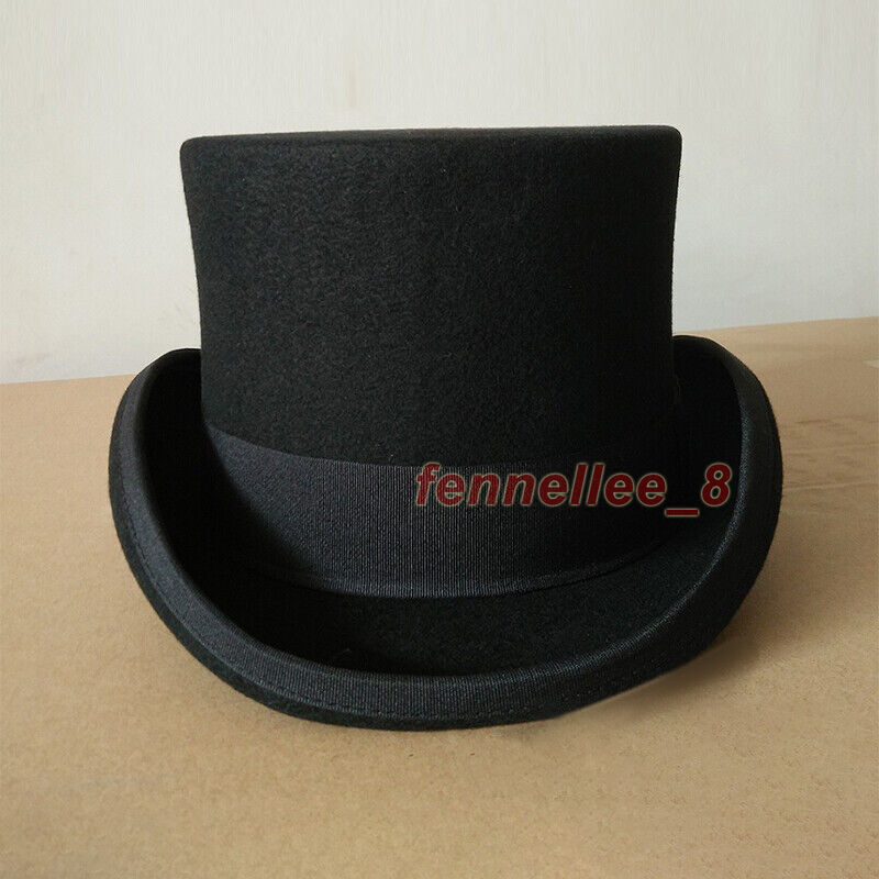 Vintage Wool Victorian Mad Hatter Top Magic Hat Gentlemen Performing ...