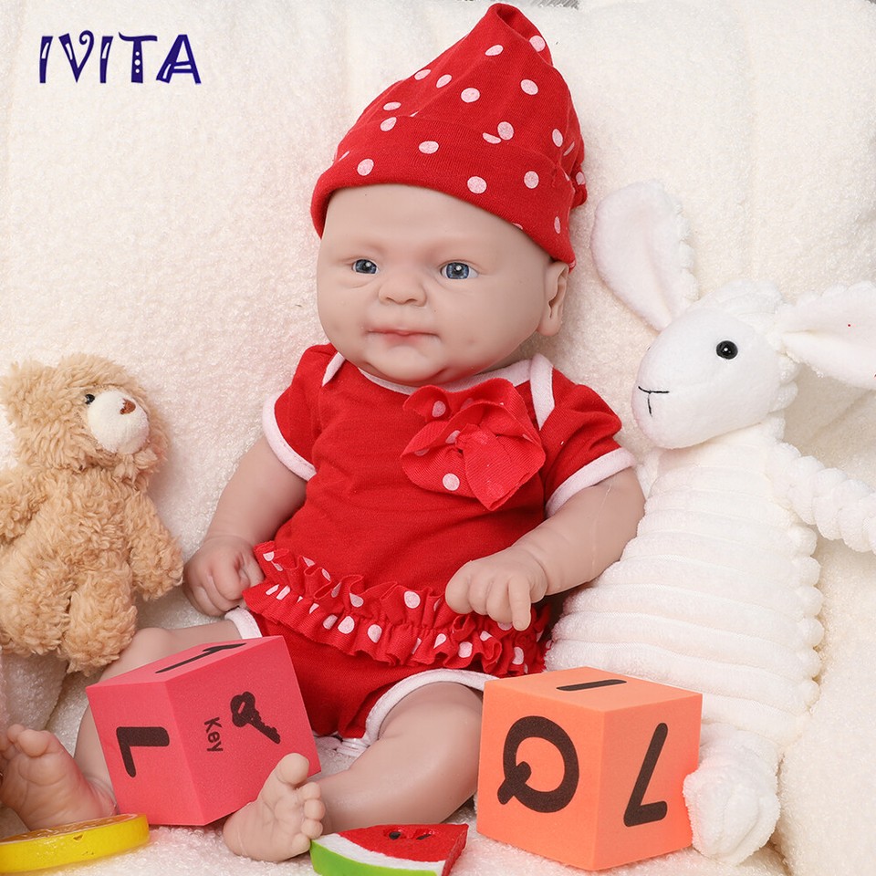 IVITA 12 to 20 inch Blue Eyes Girl Baby Lifelike Full Silicone Reborn ...