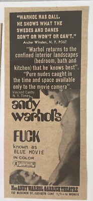 1969 Andy Warhol’s, BLUE MOVIE, Viva, Garrick Theatre NYC, Film Ad | eBay