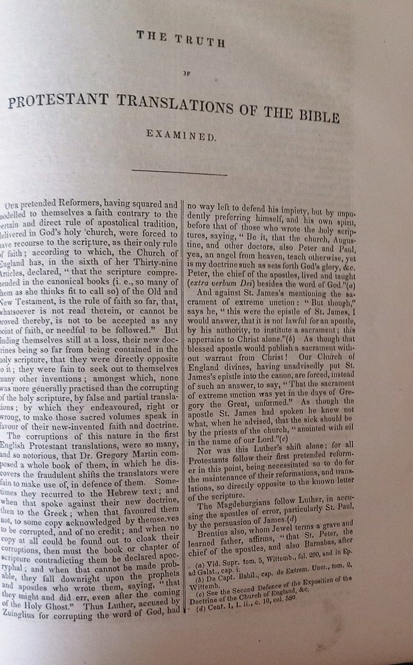 LARGE FULL LEATHER FAMILY CATHOLIC DOUAY VULGATE BIBLE; CA 1870, BRITE ...