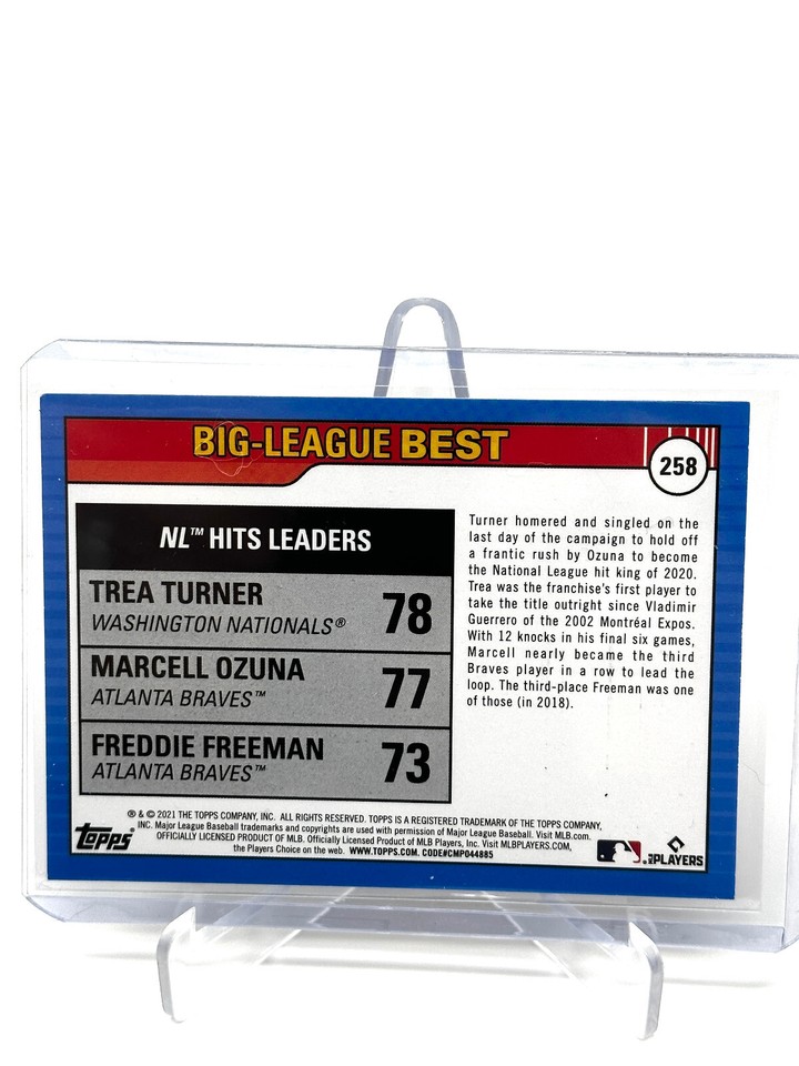 2021 Topps Big League NL Hits Leaders - Blue - Turner x Ozuna x Freeman ...