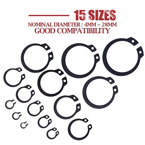300pcs 15size Alloy Steel External Circlip Snap Retaining Clip Ring ...