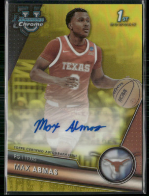 Max Abrams 2023 Bowman Chrome Yellow Refractor Auto 52/75 | eBay