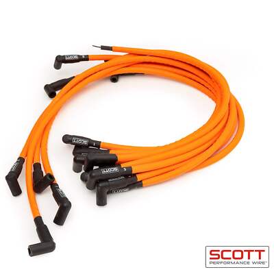 Fits SBC Spark Plug Wire Set 90-Degree - Orange by Scott Performance CH ...