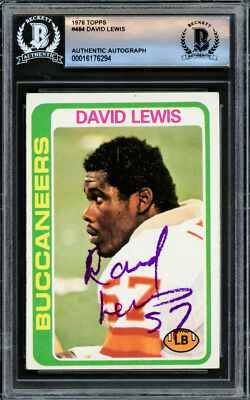 David Lewis Autographed 1978 Topps Rookie Card #484 Buccaneers Beckett ...