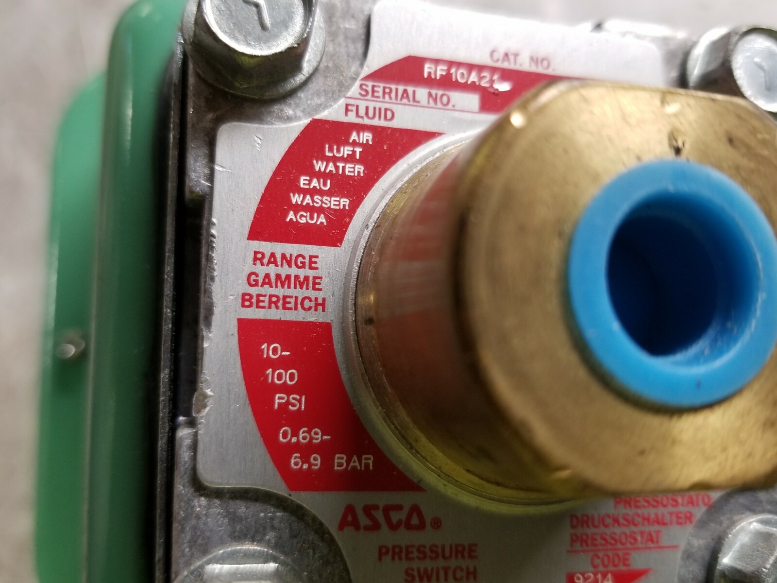 NEW ASCO RF10A21 PRESSURE TRANSDUCER WITH PRESSURE SWITCH PB11A 125/250 ...