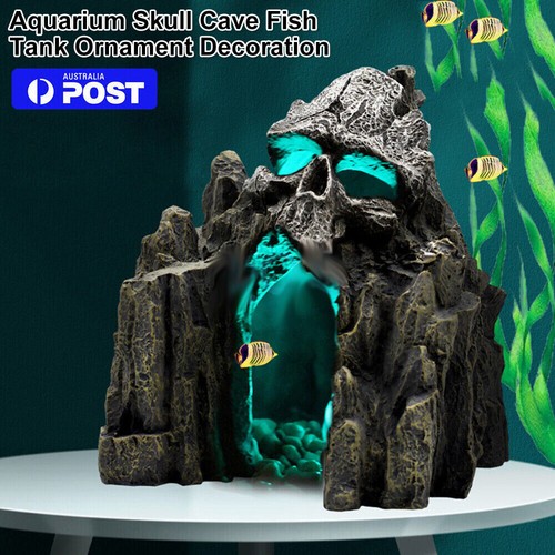 Aquarium Skull Cave Fish Tank Ornament Decoration Artificial Resin ...