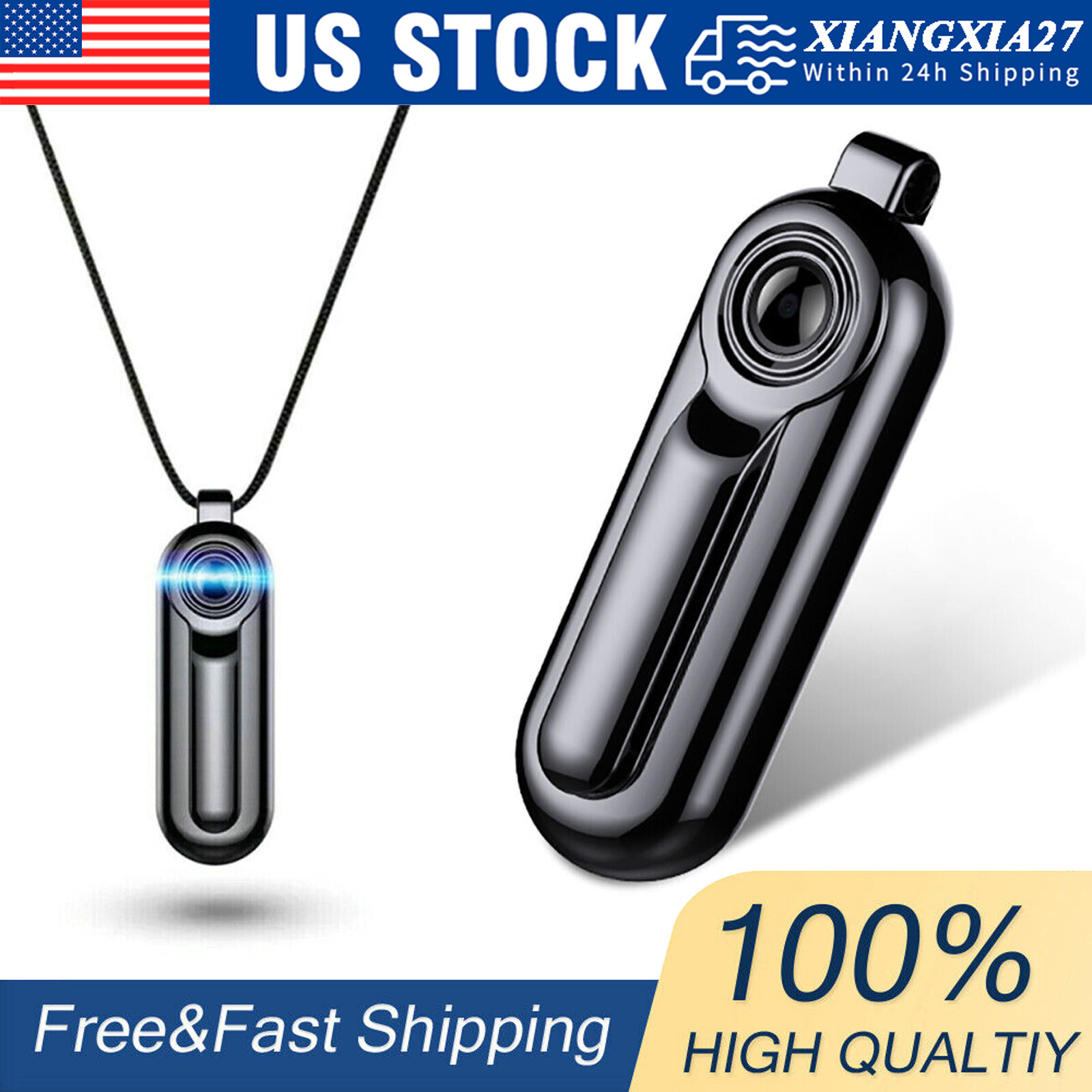 HD1080P Mini Necklace Camera Audio Video Voice Recording Wearable Small ...