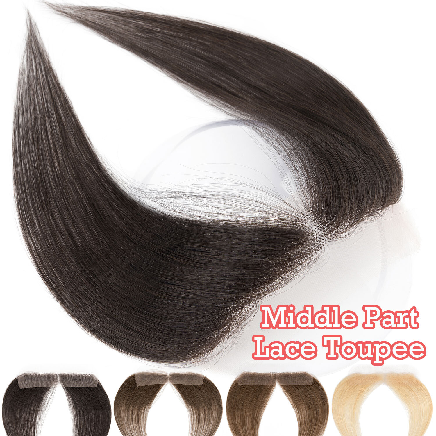 Middle Part Women Topper 100% REMY Human Hair Toupee Forehead Hairline ...