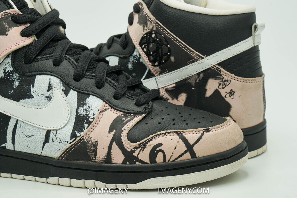 NIKE DUNK SB HIGH USED SIZE 11 UNKLE BLACK WHITE 305050-013 NIKE DUNK SB HIGH USED SIZE 11 UNKLE BLACK WHITE 305050-013