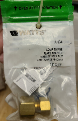 Watts A-134 Brass Compression to Fine Flare Adapter 3/8" OD x 1/2" | eBay