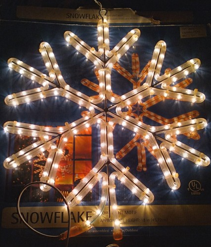 Vtg 18" Iron Frame Christmas Snowflake Rope Warm Light Bulb | eBay