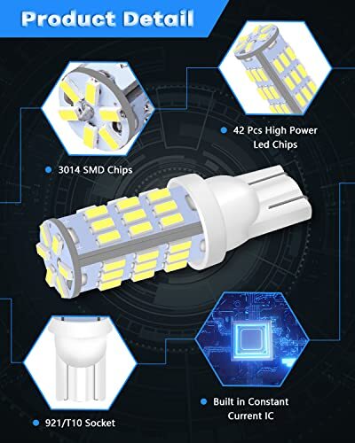 JEFLYM White 6000K c921 LED RV Bulbs 921 912 RV Trailer Camper Boat 12 ...