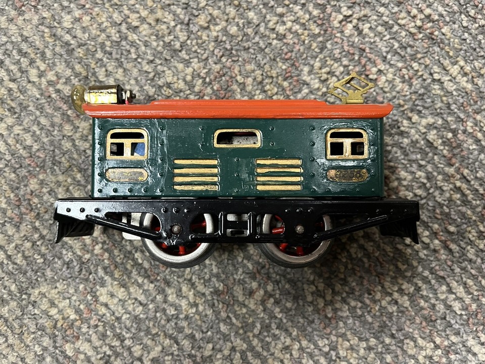 + Ives Prewar O Gauge Tinplate 3258 Green & Orange Electric Locomotive ...
