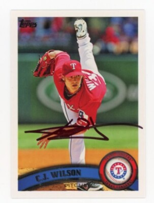 SIGNED BASEBALL CARD AUTO TOPPS 2011 CJ WILSON TEXAS RANGERS #323 | eBay