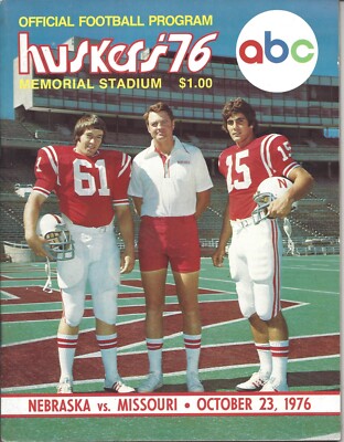 1976 10/23 football program Missouri v Nebraska Cornhuskers Kellen ...