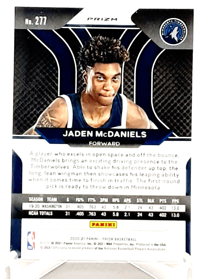 2020-21 Panini Prizm Jaden McDaniels Rookie RC Silver Prizm #277 | eBay