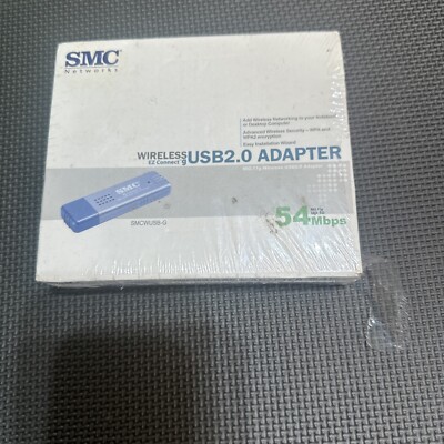 SMC SMCWUSB-G 802.11 b/g USB 2.0 EZ Connect 2.4 GHz Wireless Adapter 54 ...