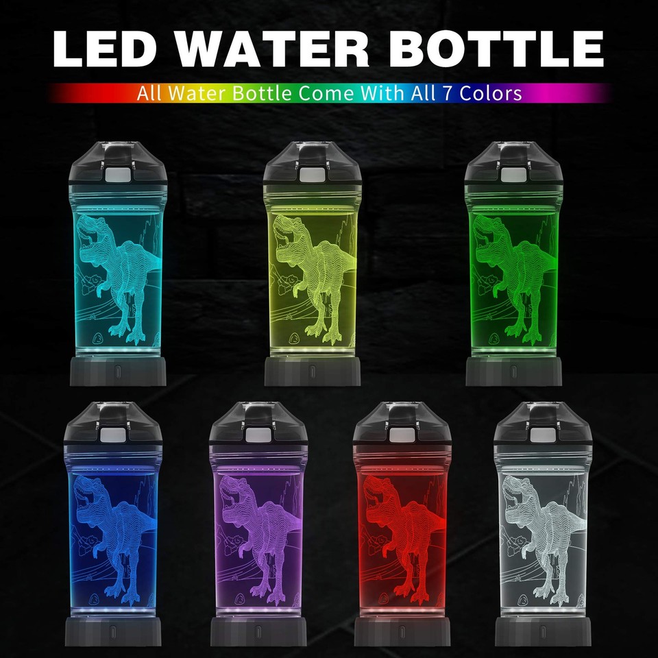 YuanDian 3D Dinosaur Light Up Kids Water Bottle - Tyrannosaurus Rex ...