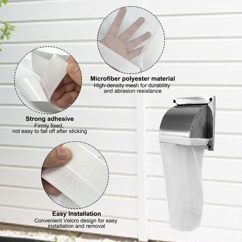 Lint Bag for Dryer Vent, 2 Packs Outdoor Vent Lint Bag Indoor Vent Lint ...