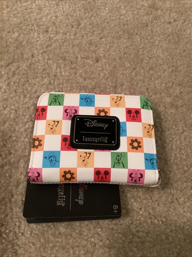 LOUNGEFLY DISNEY MICKEY & FRIENDS CHECKERED SMALL WALLET ~ WITH TAGS ...