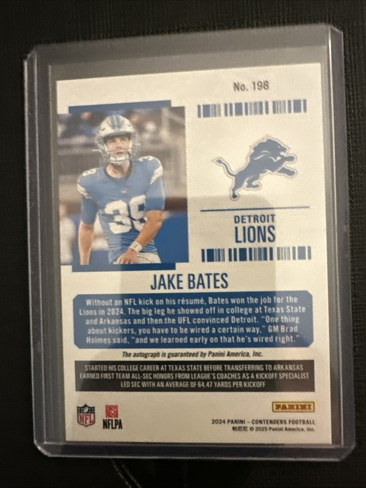 2024 Panini Contenders Jake Bates Variation Week 18 Gold 11/18 Auto ...