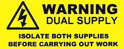 Mini Warning Dual Supply Labels / Stickers (70 x 30mm) non rip ...