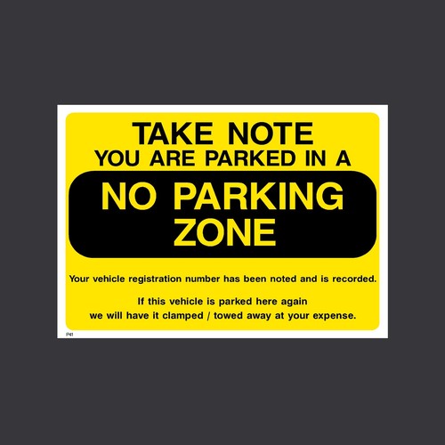 No Parking Zone - Plastic Sign, Sticker - All Sizes & Materials - P41 ...