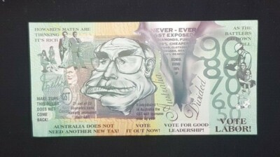 Australian $100 Fake Bank Note Political Art John Howard GST Labor ...