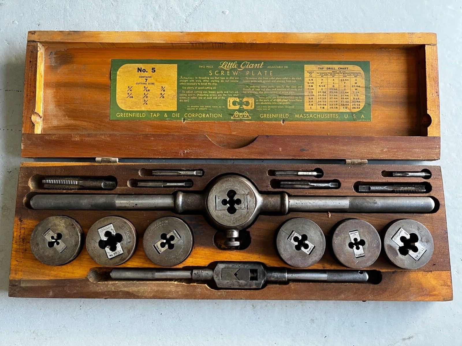 Greenfield “Little Giant” Vintage Screw Plate, Tap and Dye Set #5 | eBay