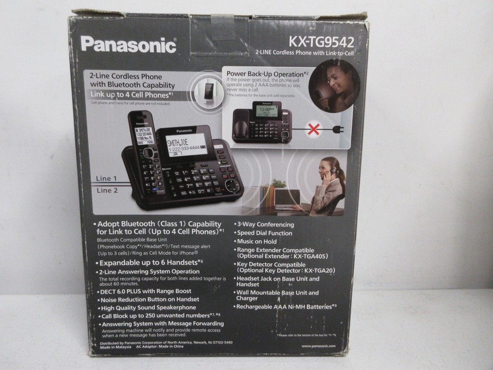 Panasonic 2-Line Cordless Phone System 2 Handsets - Answering Machine ...