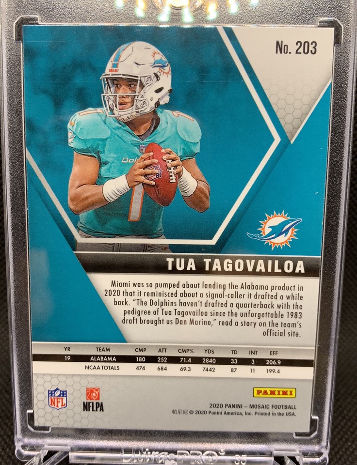 2020 Panini Mosaic Tua Tagovailoa #203 Base Rookie Card Miami Dolphins ...