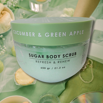 Ciroa Sugar Body Scrub Cucumber & Green Apple, Vegan Friendly 21.2 oz ...