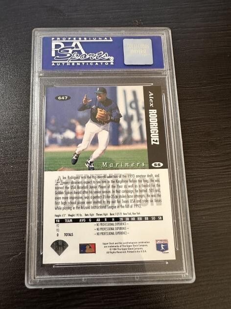 1994 UD Collector's Choice Alex Rodriguez Mariners RC #647 PSA 9 MINT ...