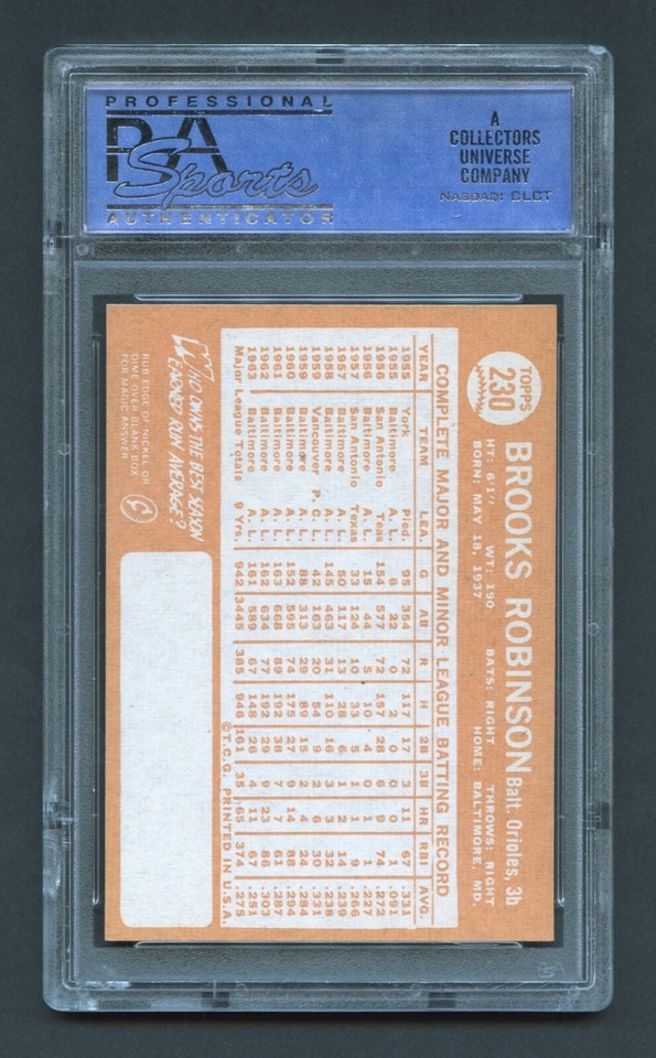 1964 BROOKS ROBINSON TOPPS PSA 8 NM-MT HOF BALT ORIOLES RAZOR SHARP ...