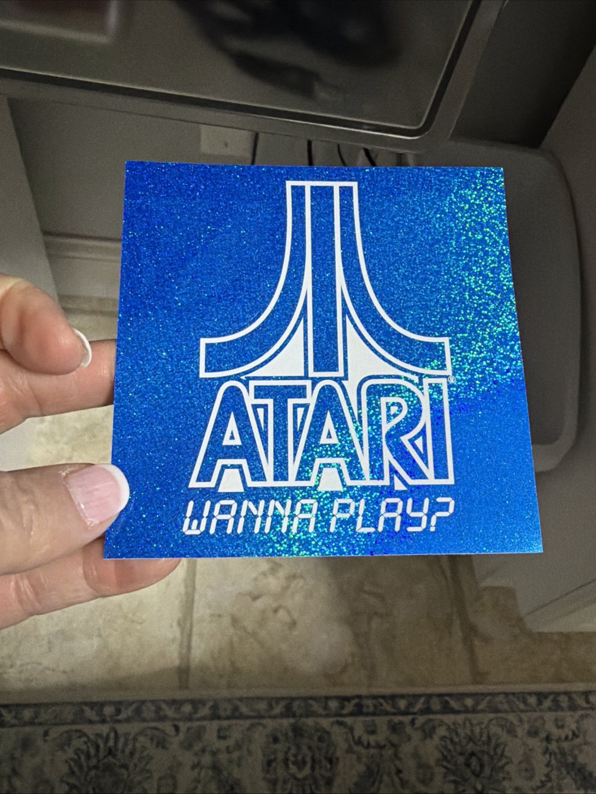 ATARI Vintage Logo Vinyl Decal Blue Glitter | eBay