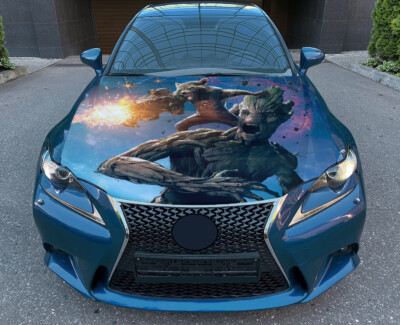 Rocket and Groot Car Hood Wrap Vinyl Decal Full Color Graphics ...