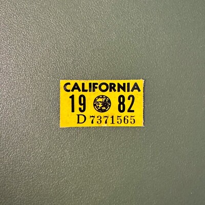 Authentic CALIFORNIA 1982 License Plate Sticker Tag Tab - New Thin ...