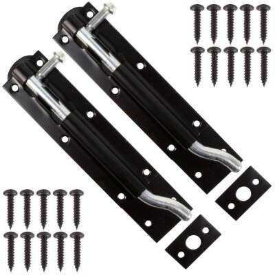 2 STEEL TOWER BOLTS 6" Cranked Offset Slide Latch Recessed Door Frame ...