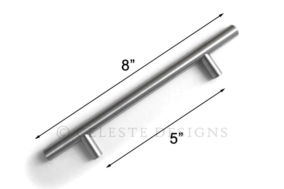 Bar Pull Cabinet Handle Brushed Nickel Solid Stainless Steel 12 mm | eBay